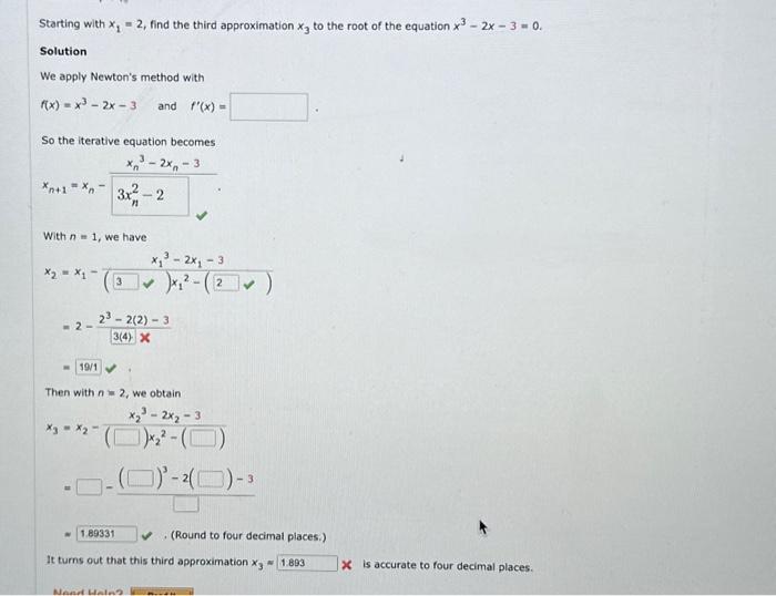 Solved Starting with \\( x_{1}=2 \\), find the third | Chegg.com