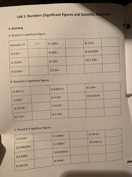 Solved Lab 1: Numbers (Significant Figures and Scientific | Chegg.com