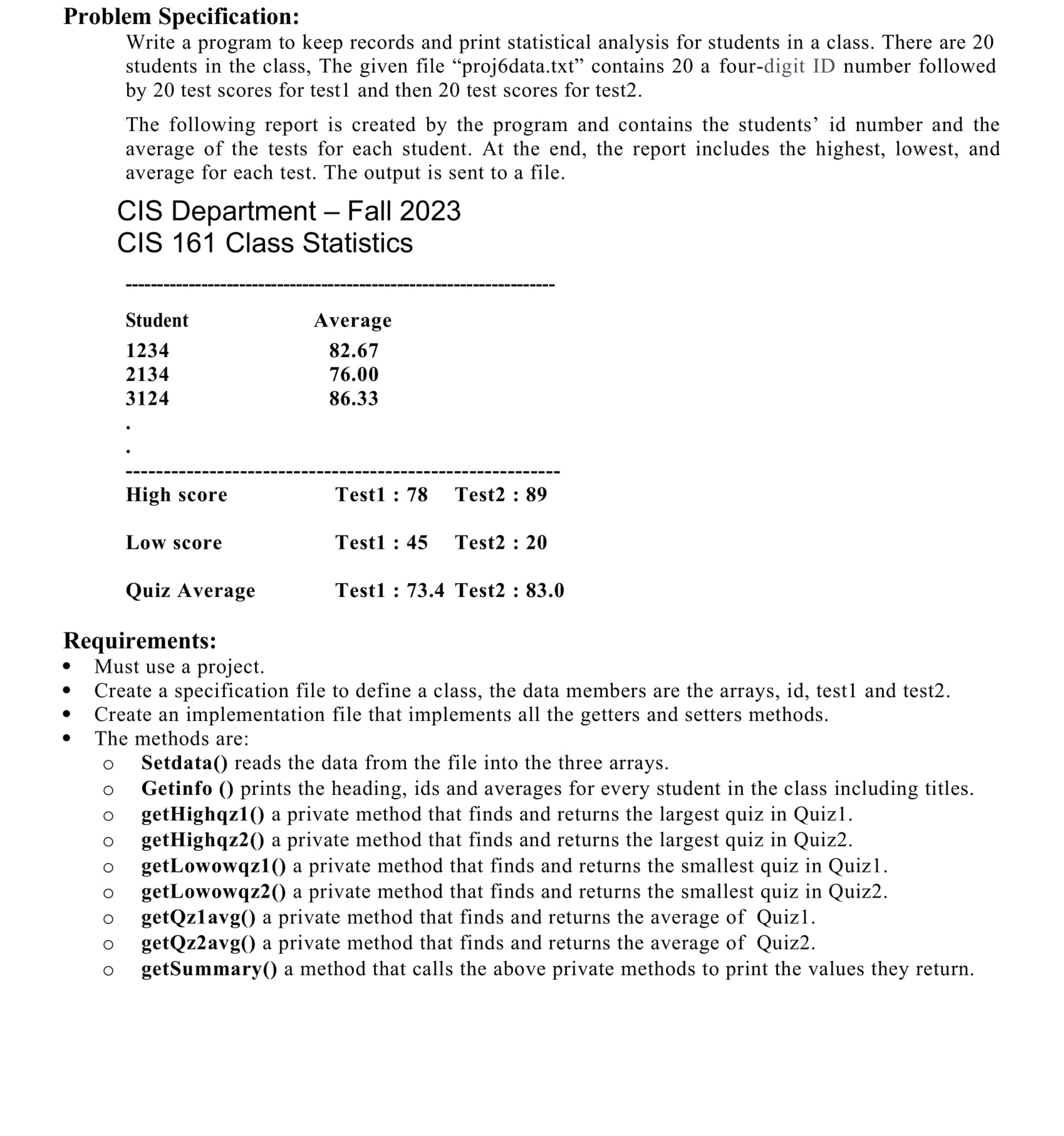 Solved Problem Specification:Write a program to keep records | Chegg.com