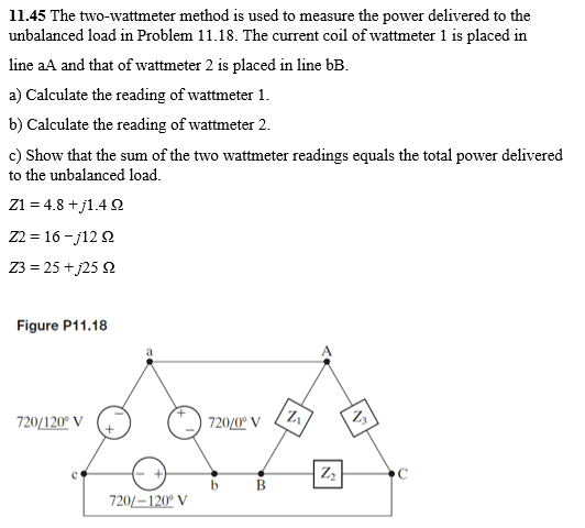 11.45 ﻿The two-wattmeter method is ﻿used to ﻿measure | Chegg.com