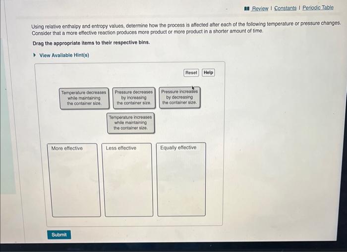 Using relative enthalpy and entropy values, determine | Chegg.com