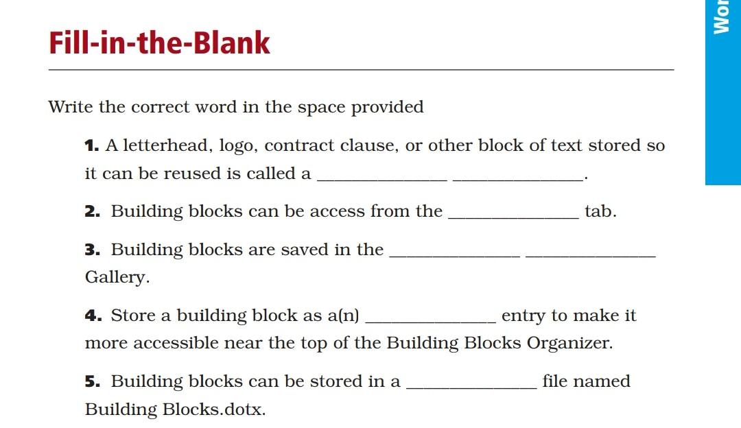 Solved Wor Fill-in-the-Blank Write the correct word in the | Chegg.com