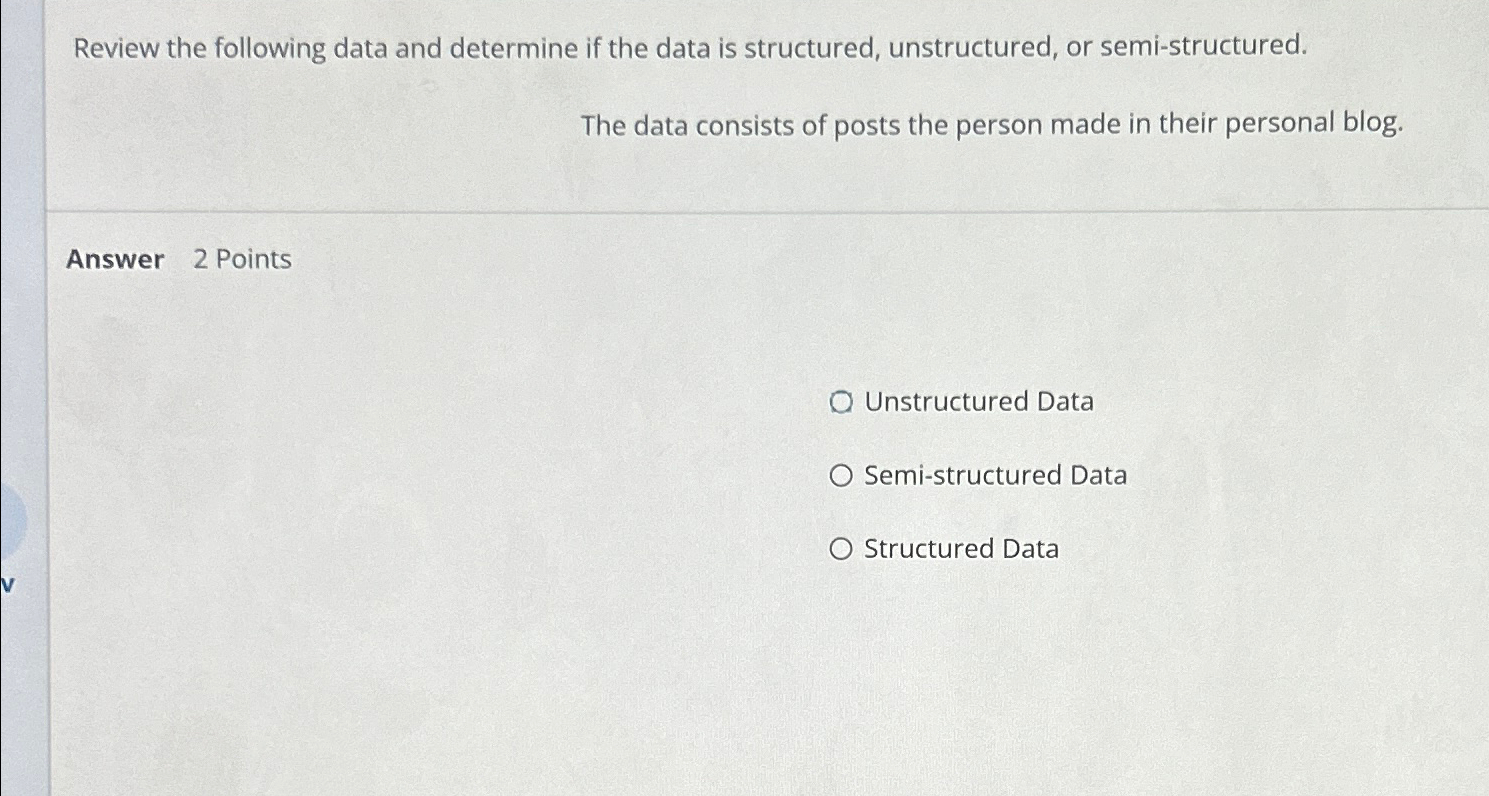 Solved Review the following data and determine if the data | Chegg.com