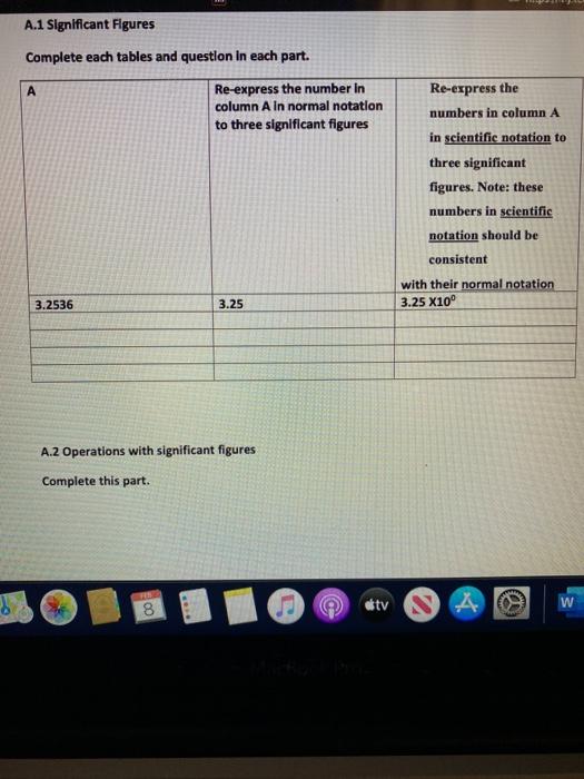 A.1 Significant Figures Complete each tables and | Chegg.com