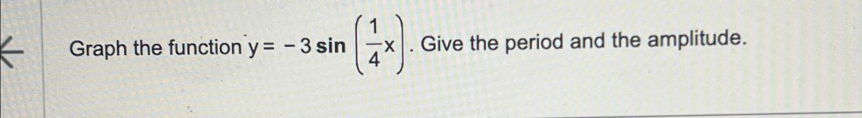 Solved Graph the function y=-3sin(14x). ﻿Give the period and | Chegg.com