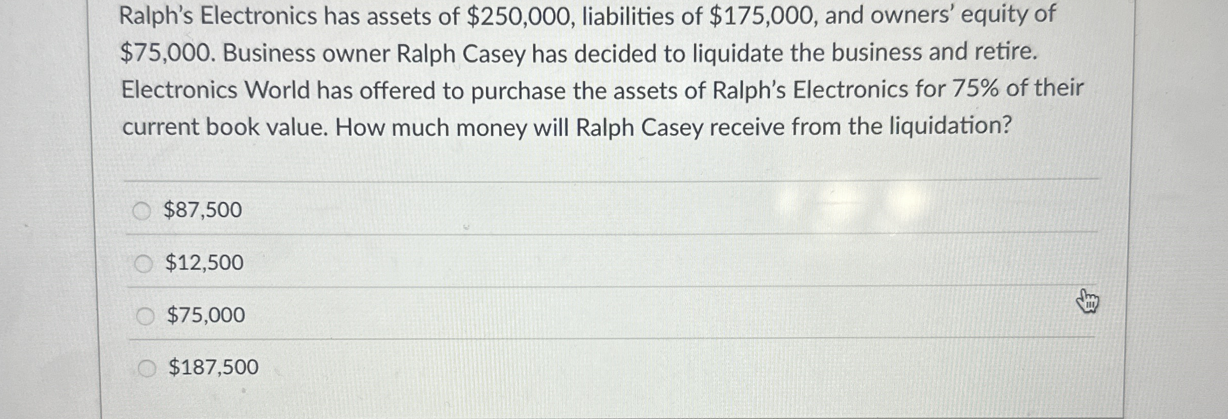 Solved Ralph's Electronics has assets of $250,000, | Chegg.com