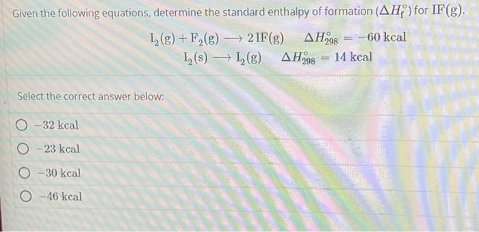 Solved Given the following equations, determine the standard | Chegg.com
