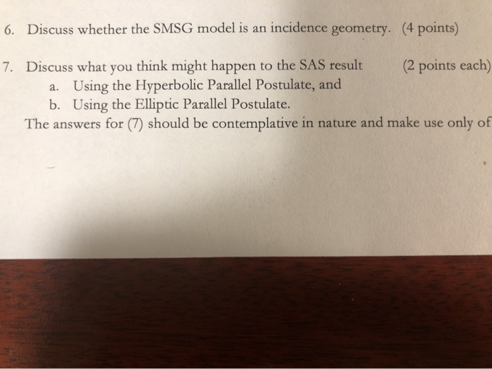 Solved 6. Discuss whether the SMSG model is an incidence | Chegg.com