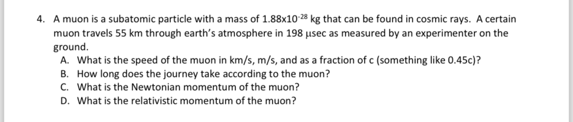 Solved A muon is a subatomic particle with a mass of | Chegg.com