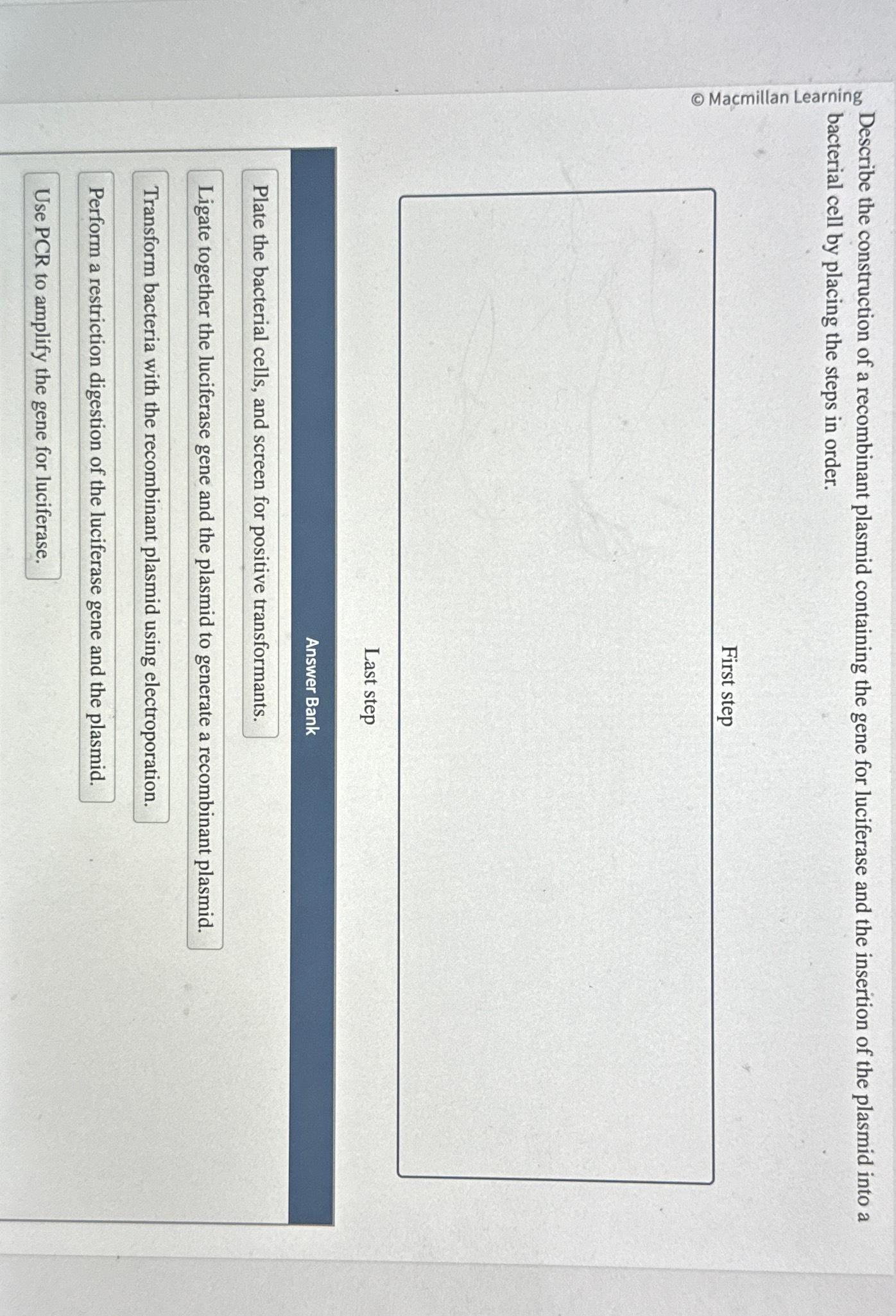 Solved ?10 ﻿Describe the construction of a recombinant | Chegg.com