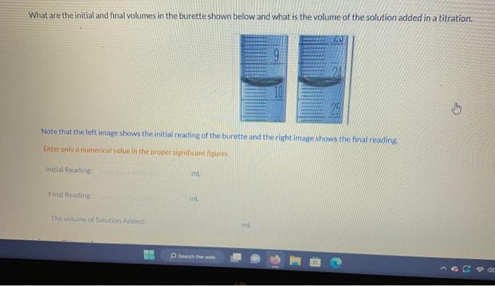 Solved What are the initial and final volumes in the burette | Chegg.com