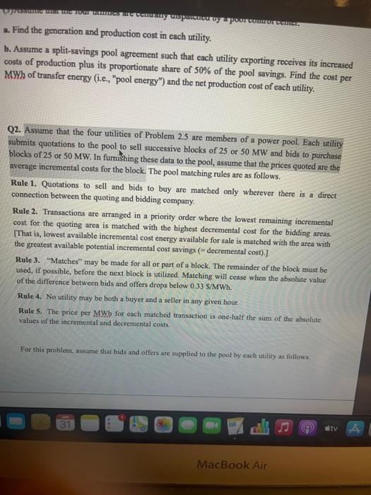 Solved . Find the generation and production cost in each | Chegg.com