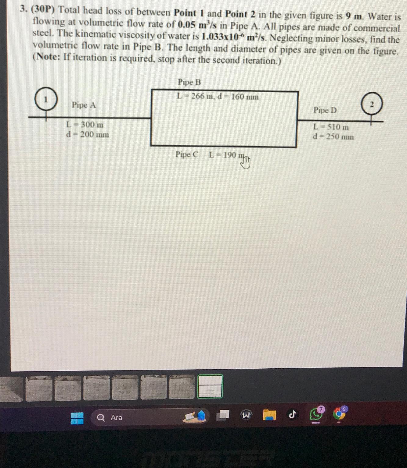 Solved (30P) Total head loss of between Point 1 and Point 2 | Chegg.com