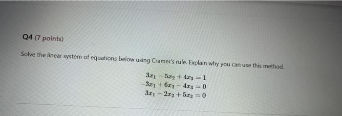 Solved Solve the linear system of equations below using | Chegg.com