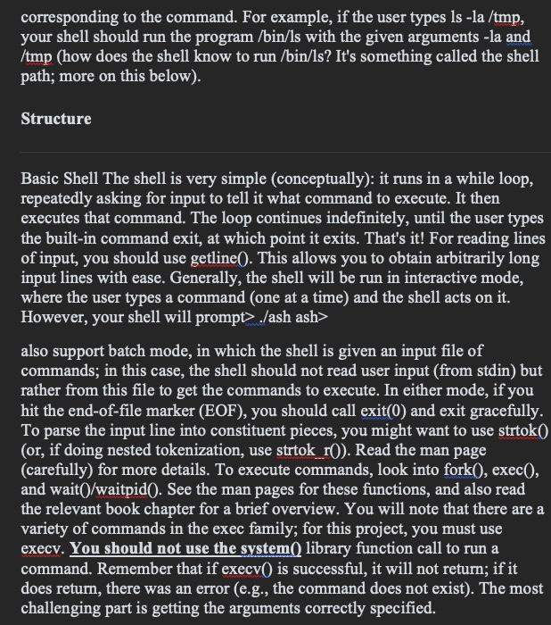 Unix Shell In This Project Youll Build A Simple 