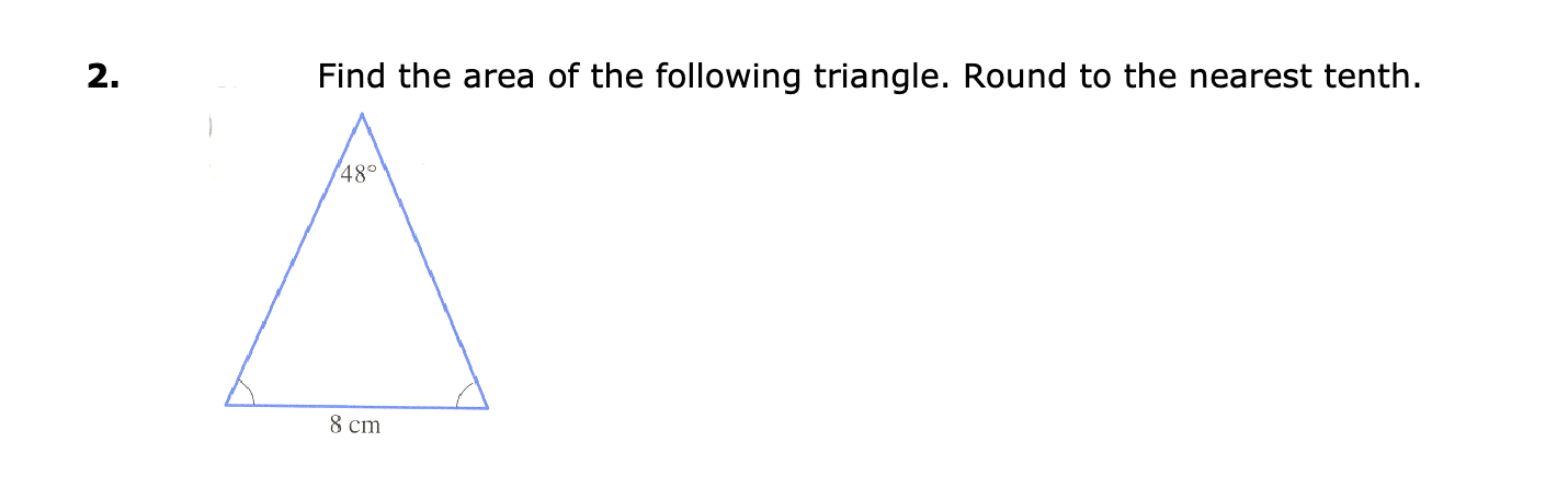 Solved Find the area of the following triangle. Round to the | Chegg.com