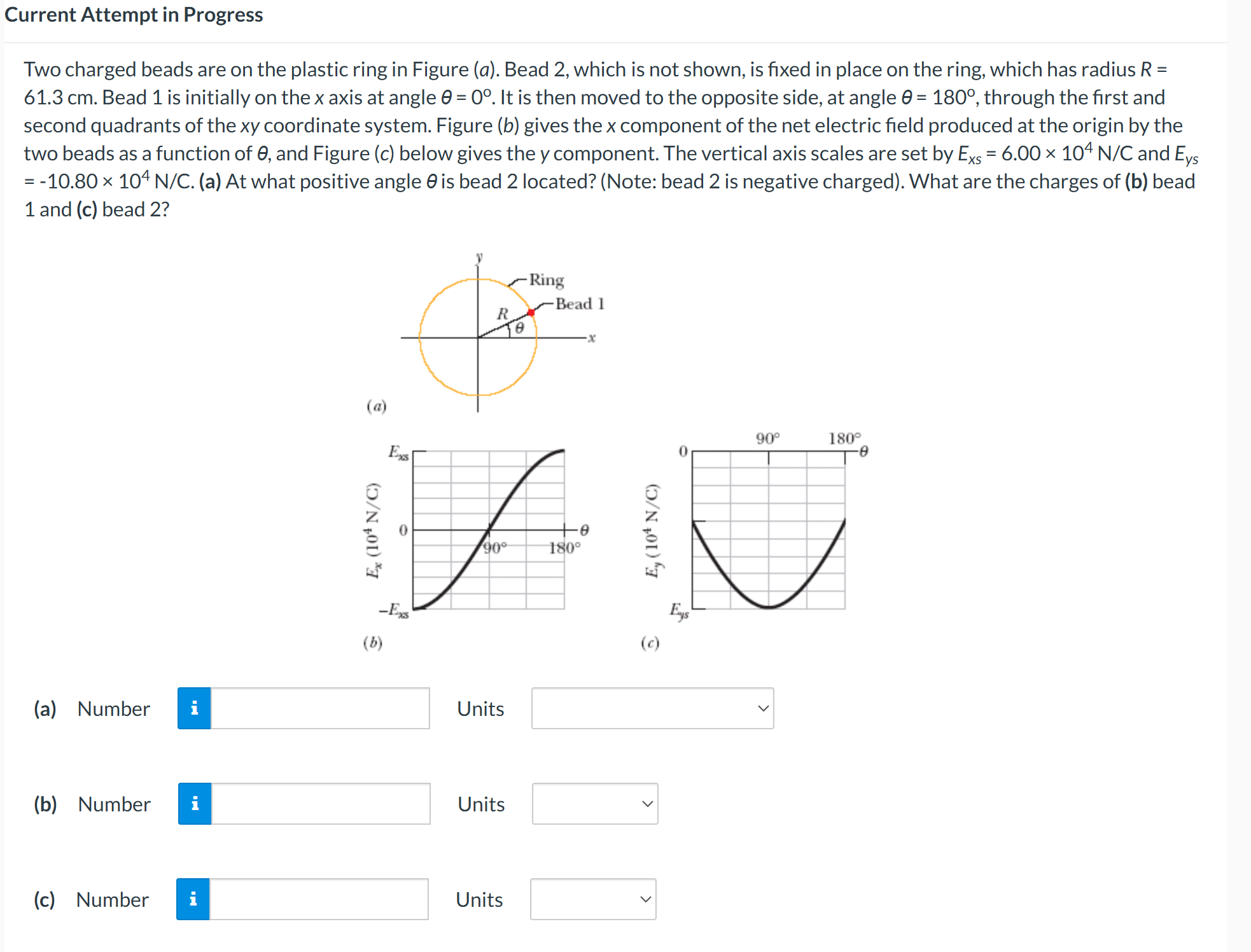 Solved Current Attempt in ﻿ProgressTwo charged beads are on | Chegg.com