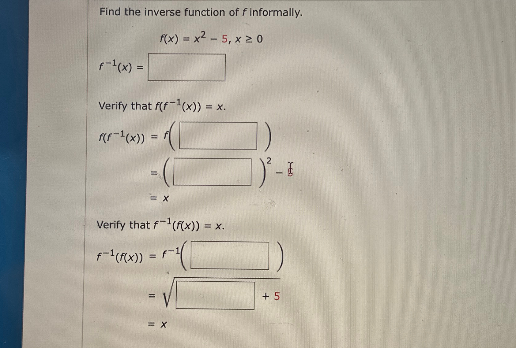 Solved Find the inverse function of f | Chegg.com