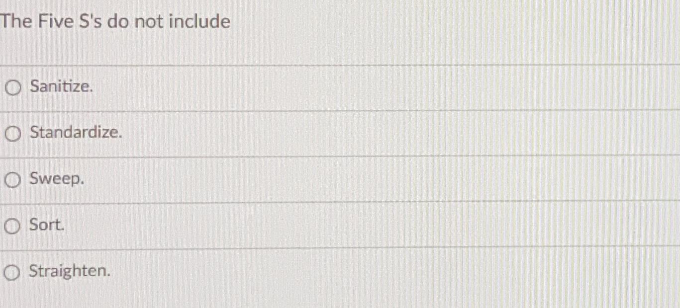 Solved The Five S's do not | Chegg.com