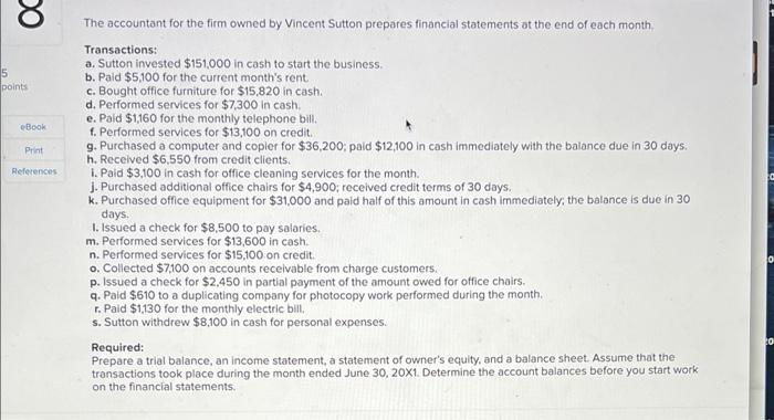 Solved The accountant for the firm owned by Vincent Sutton | Chegg.com
