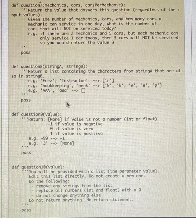 Solved def question1(value): "Return a Boolean teling | Chegg.com
