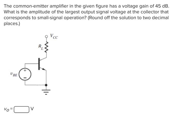 Solved The common-emitter amplifier in the given figure has | Chegg.com