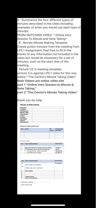 A: Summarize the four different types of minutes | Chegg.com