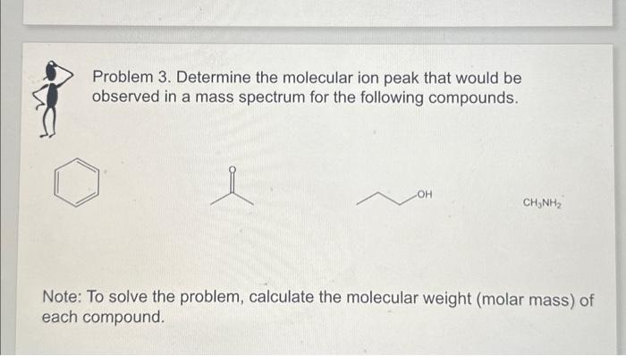 Solved Problem 3. Determine the molecular ion peak that | Chegg.com