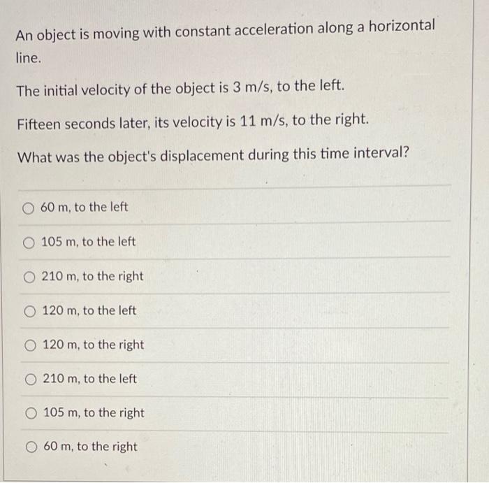 Solved An object is moving with constant acceleration along | Chegg.com