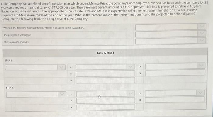 Cline Company has a defined benefit pension plan | Chegg.com