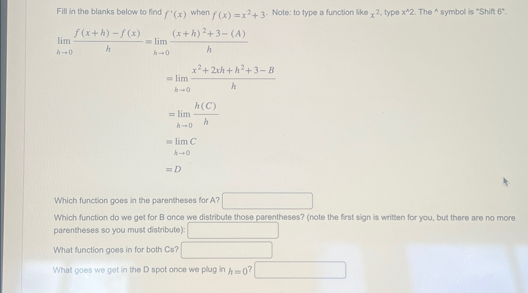 Solved Fill in the blanks below to find f'(x) ﻿when | Chegg.com
