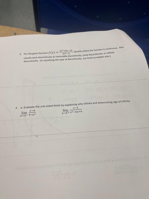 3. For the given function f(x)=4x2−92x2+5x−12, | Chegg.com