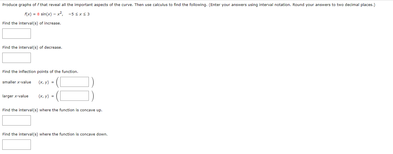 Solved Produce graphs of f that reveal all the important | Chegg.com