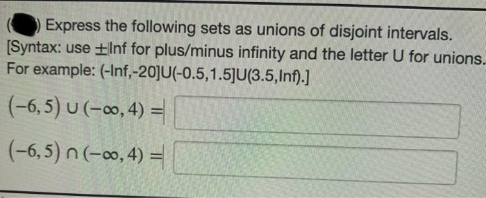 Solved Express the following sets as unions of disjoint | Chegg.com