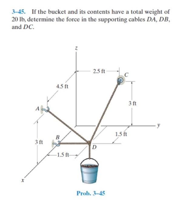 Solved 3-45. If the bucket and its contents have a total | Chegg.com