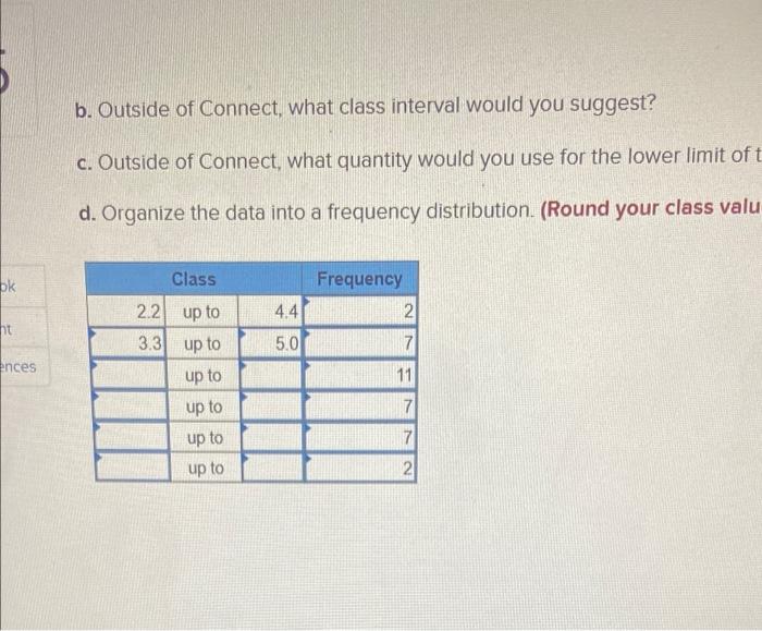 Solved organize the data into frequency distribution ?(round | Chegg.com
