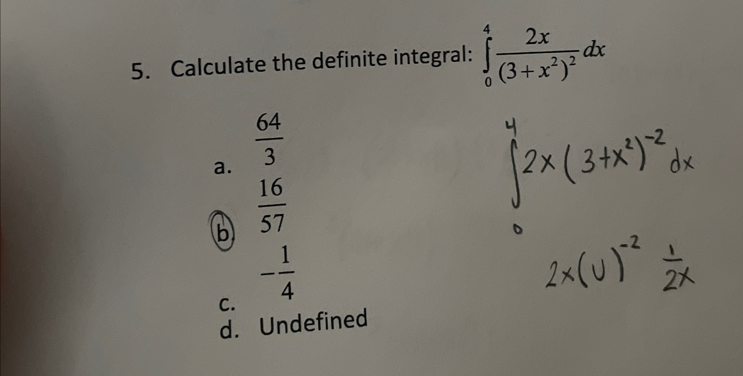Solved Calculate the definite integral: | Chegg.com