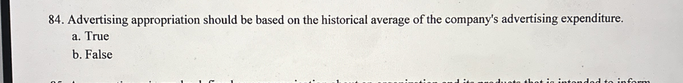 Solved Advertising appropriation should be based on the | Chegg.com