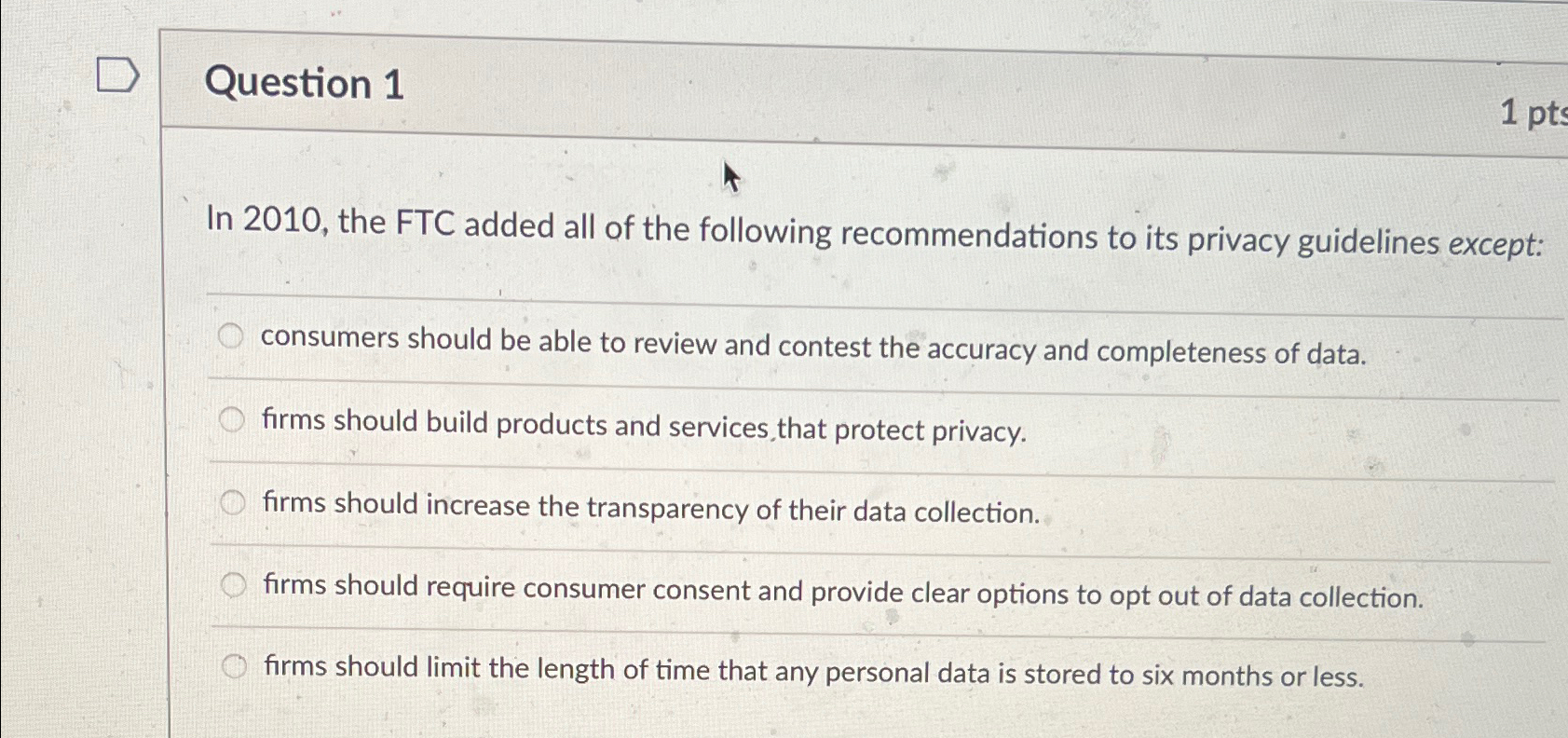 Solved Question 1In 2010 , ﻿the FTC added all of the | Chegg.com