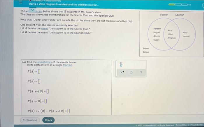 Solved Soccer Spanish Using a Venn diagram to understand the | Chegg.com