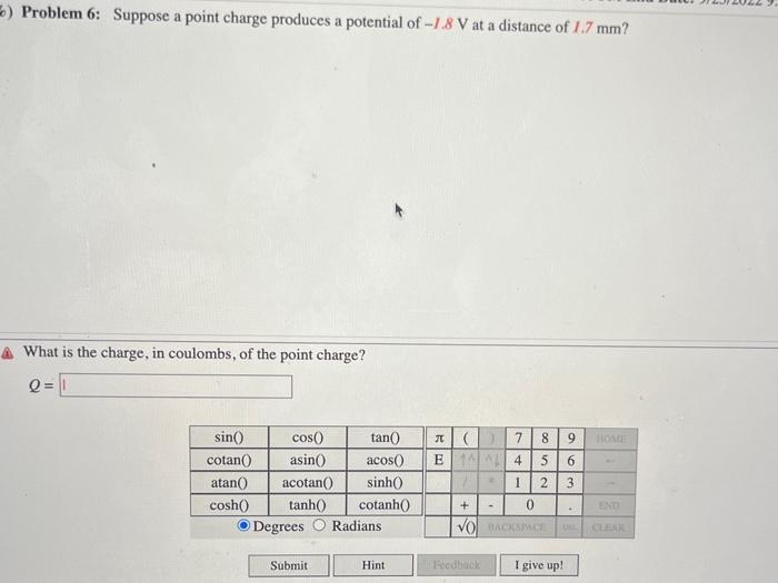 Solved 6) Problem 6: Suppose a point charge produces a | Chegg.com