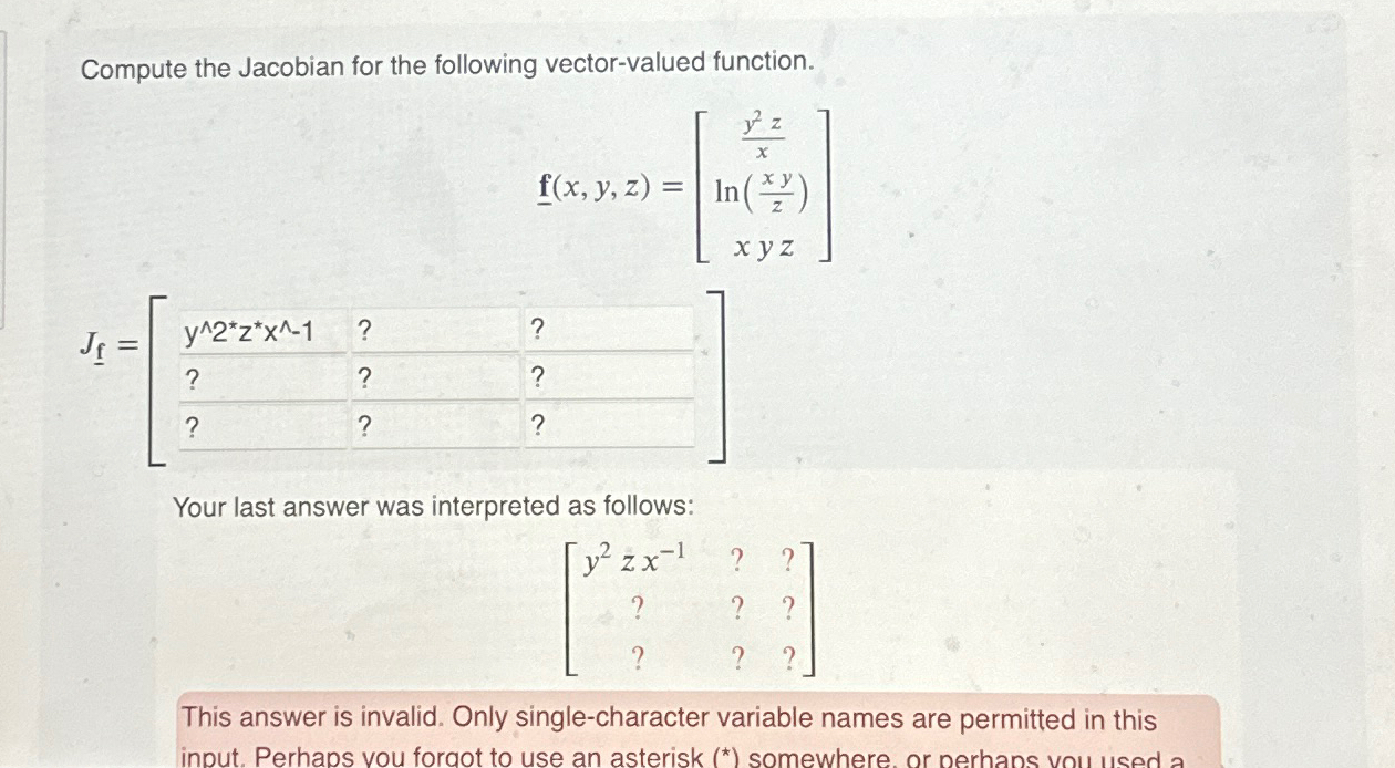 Compute the Jacobian for the following vector-valued | Chegg.com