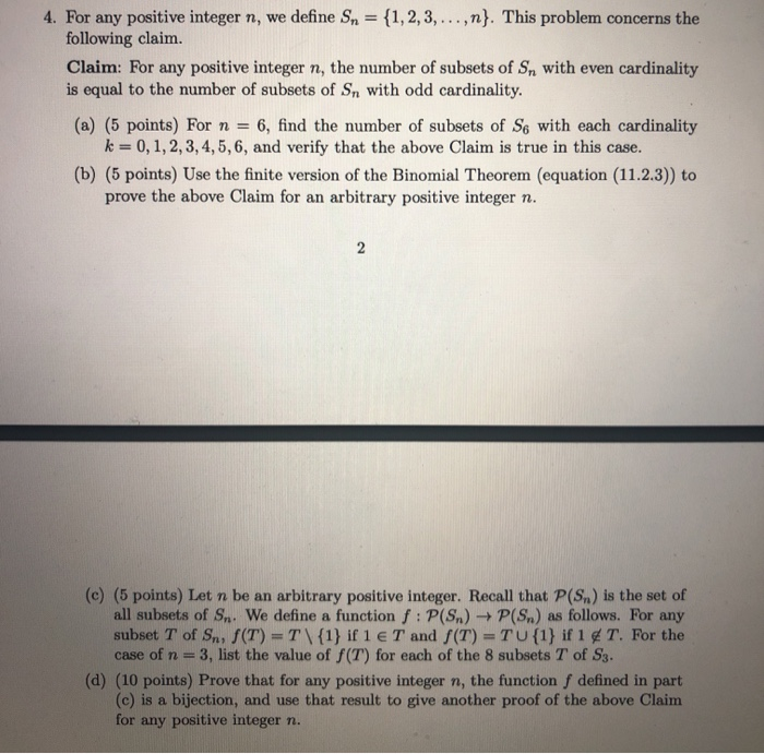 Solved 4. For any positive integer n, we define Sn = | Chegg.com