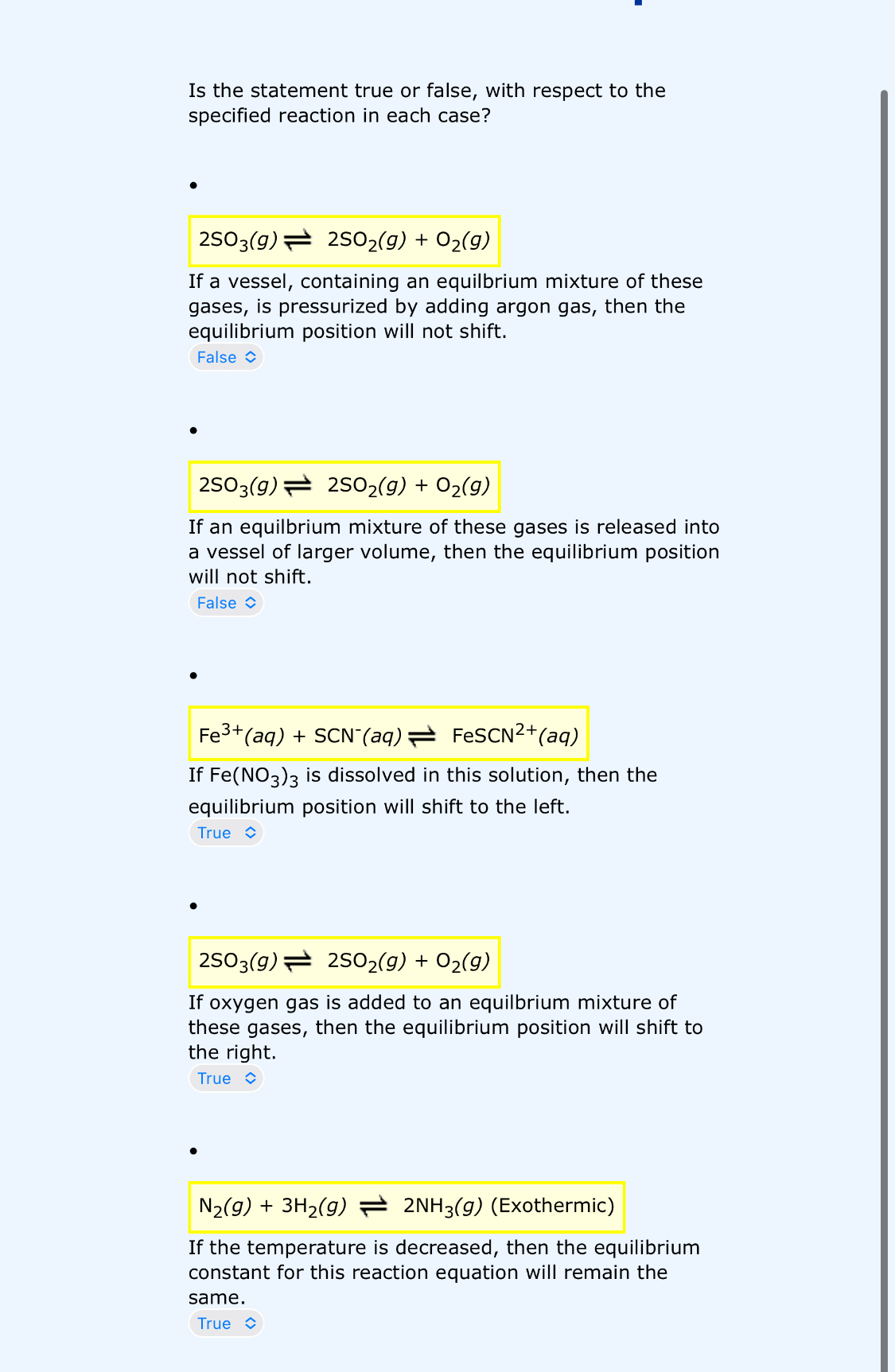Solved Is the statement true or false, with respect to the | Chegg.com