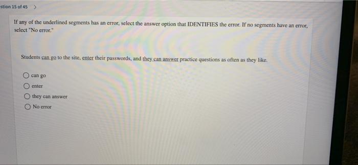 Question 9 of 45 > If any of the underlined segments | Chegg.com