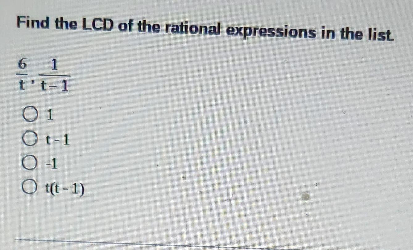 Solved Find The Lcd Of The Rational Expressions In The