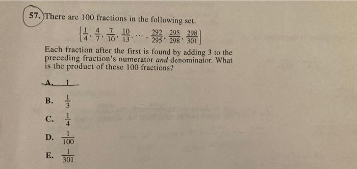 Solved 57. There are 100 fractions in the following set. | Chegg.com