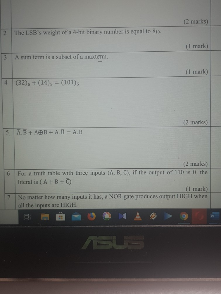 Solved (2 marks) 2 The LSB's weight of a 4-bit binary number | Chegg.com