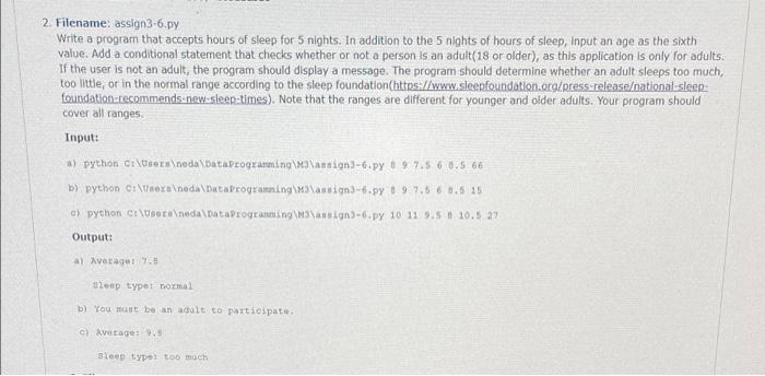 Solved 2 Filename Assign3 6 Py Write A Program That