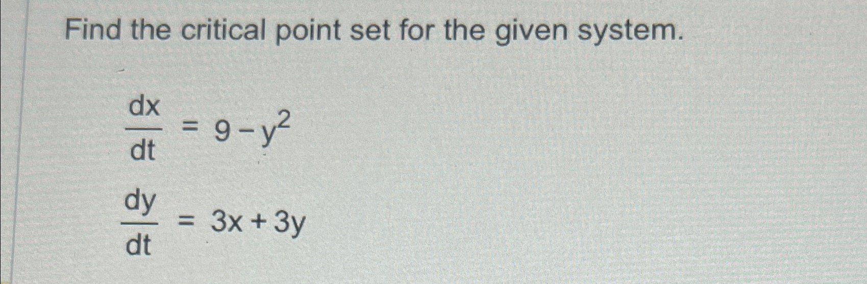 Solved Find the critical point set for the given | Chegg.com